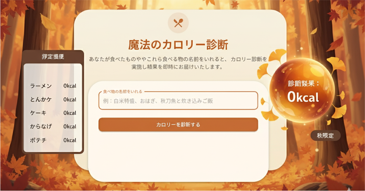 魔法のカロリー診断 | 白米0kcal